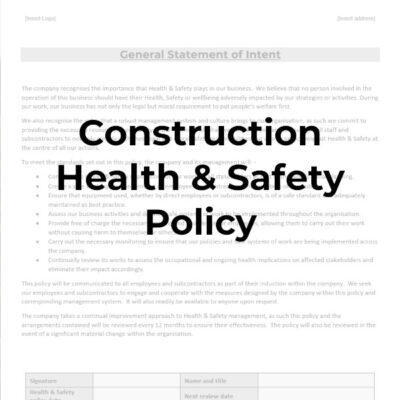 Construction Health & Safety Policy - Safety Place