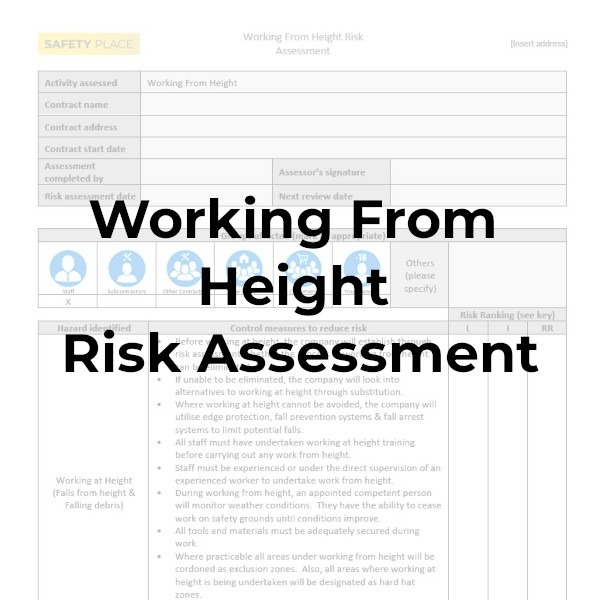 Working From Height Risk Assessment - Safety Place