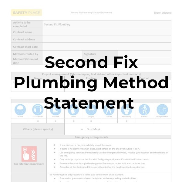 Second Fix Plumbing Method Statement - Safety Place