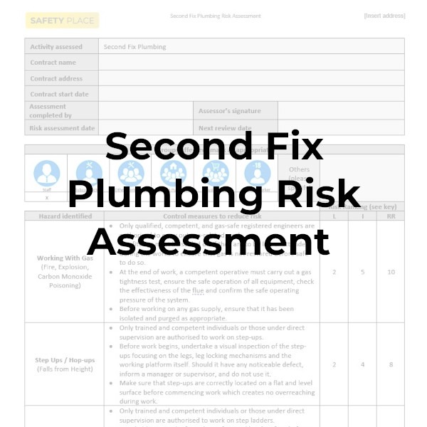 Second Fix Plumbing Risk Assessment - Safety Place