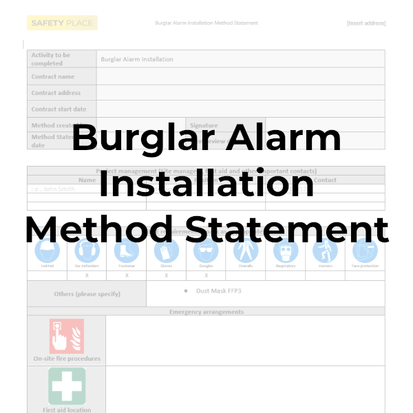 Burglar Alarm Installation Method Statement - Safety Place